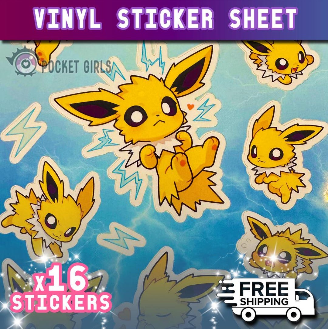 Pokkigirls~ Jolteon - Vinyl STICKER Sheet - (x16) Stickers - Cute Chibi ...
