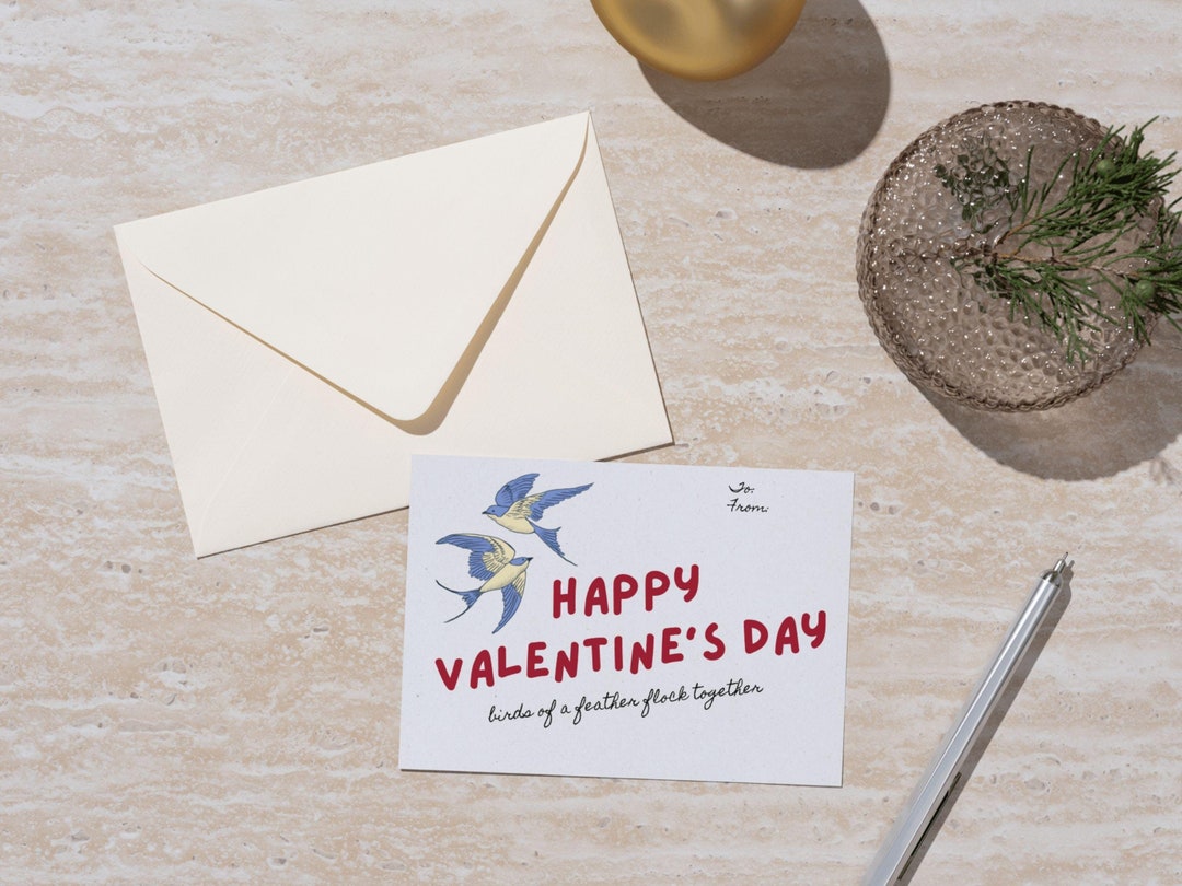 Illustrated Valentine's Day Cards - Sparrow Suite, Hand Drawn Sparrow ...