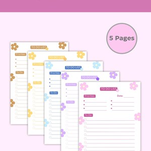 Floral to Do List Printable, Cute Daily Task List Template, PDF, A4,A5 ...