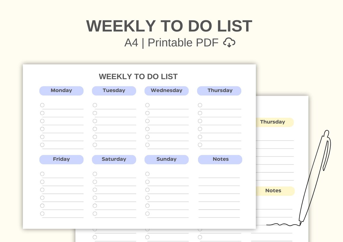 Weekly Planner Printable PDF | To-do List & Schedule Template | Weekly ...