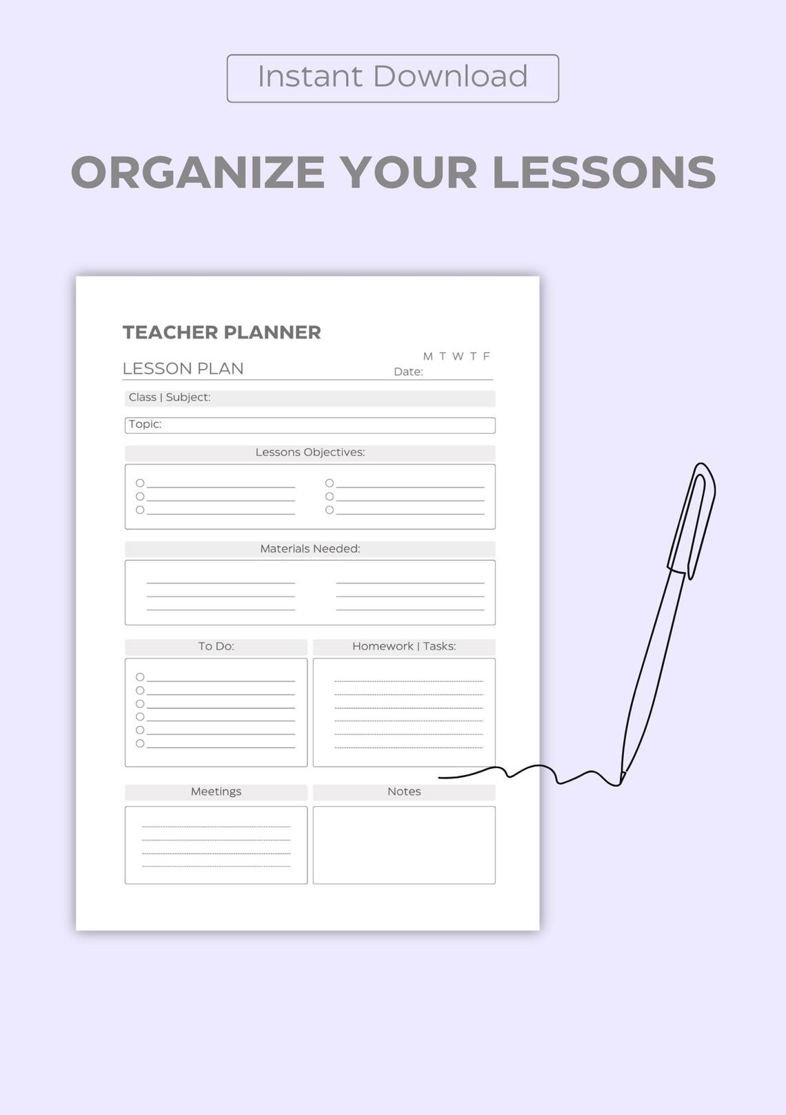 Stay Ahead of the Class: Printable Teacher Organizer - Lesson Plans & Schedules - Etsy
