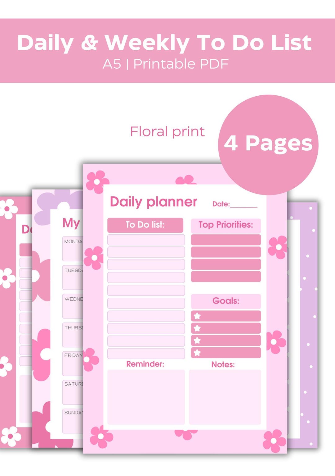 Daily to Do List Printable, Weekly to Do List Printable, Task List ...