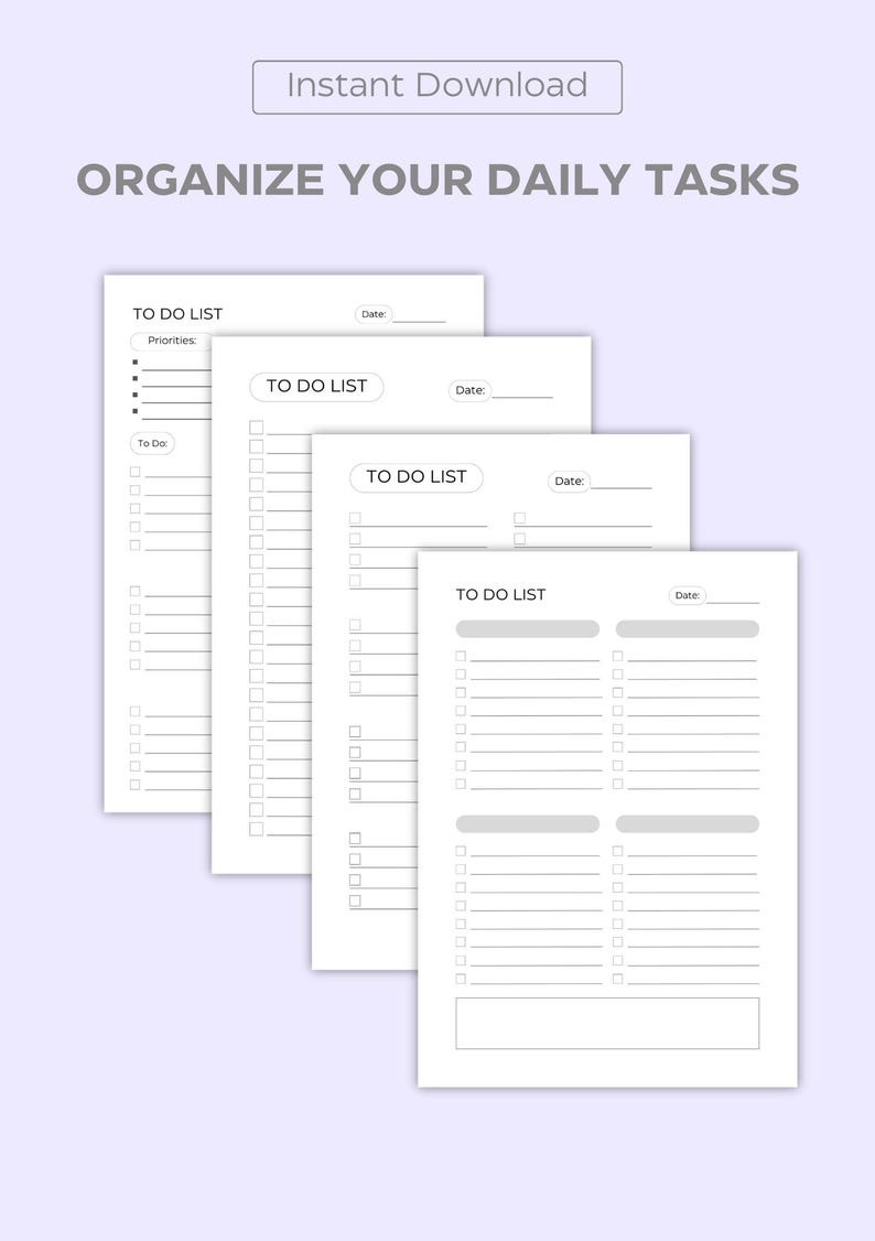 Minimal to Do List Printable, Daily Planner Printable, to Do List A4 ...