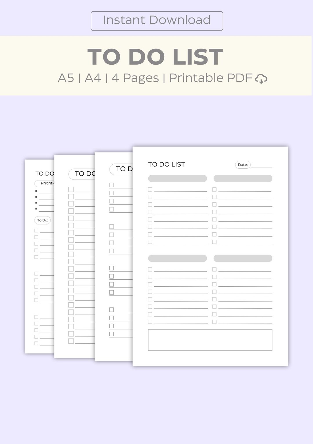 Minimal to Do List Printable, Daily Planner Printable, to Do List A4 ...