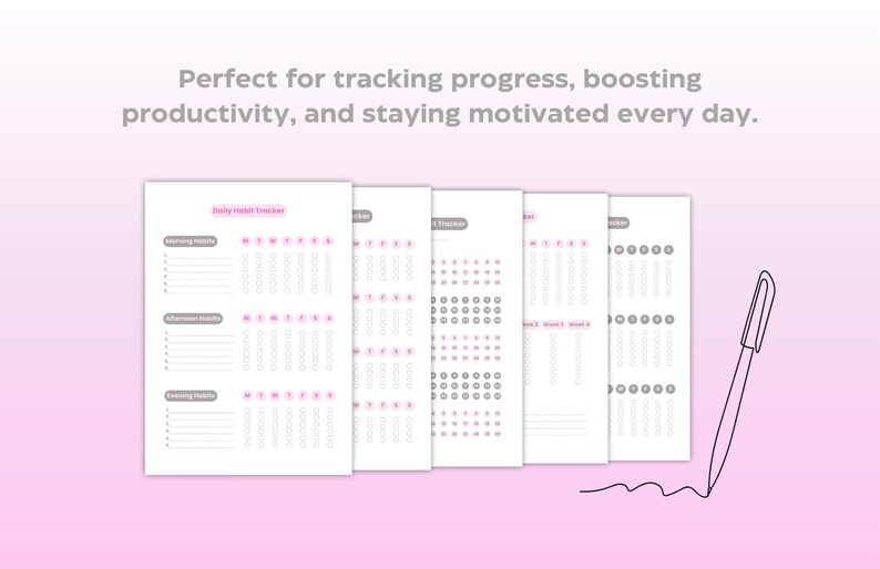 Habit Tracker Printable: Daily, Weekly, Goal Templates (instant ...