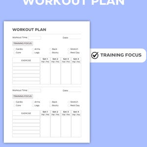 Fitness Planner Printable | Workout Tracker PDF Download | Exercise Log ...