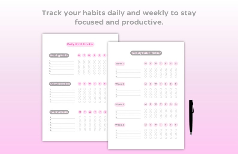 Habit Tracker Printable: Daily, Weekly, Goal Templates (instant ...