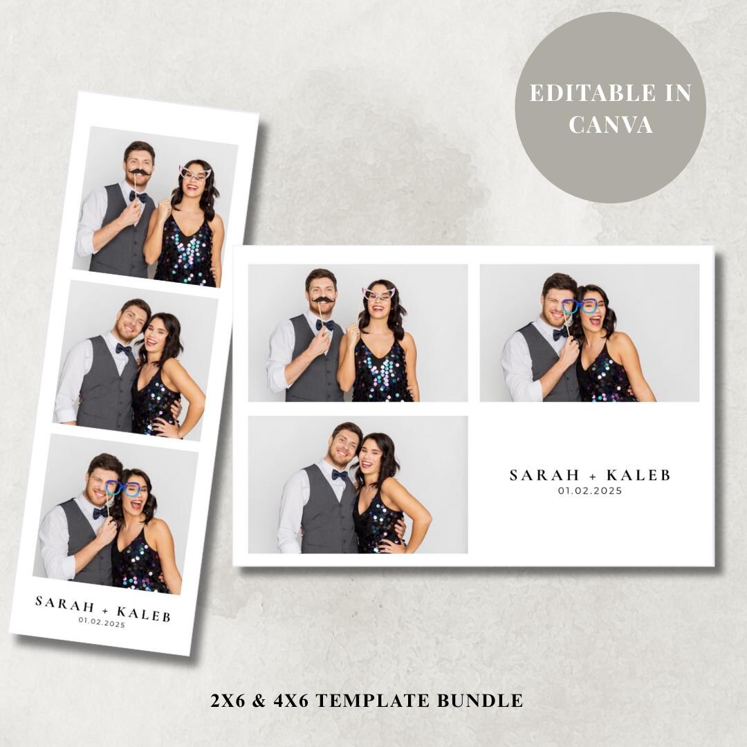 2x6 & 4x6 Photo Booth Template Bundle | Minimalistic | Black and White ...