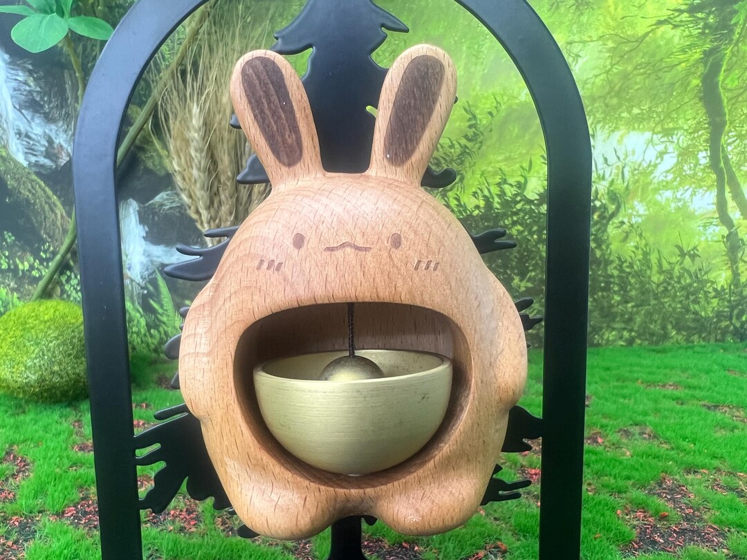 White Rabbit Shaped Doorbell, Simple Wooden Brass Wind Chime for Entry ...
