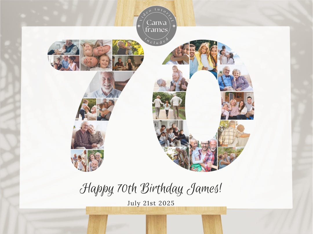 70th Birthday Photo Collage • Personalized Picture Collage Canva ...