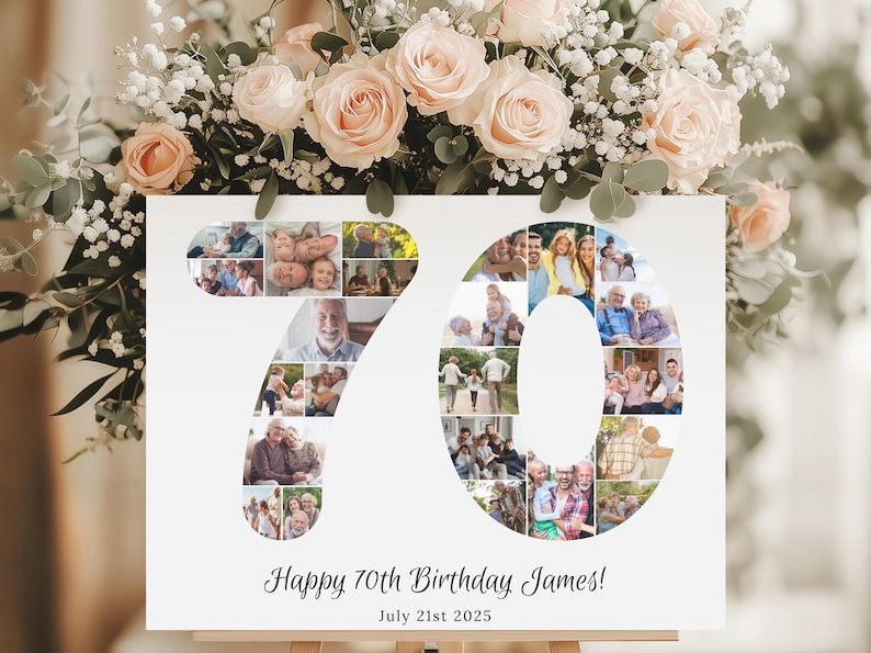 70th Birthday Photo Collage • Personalized Picture Collage Canva ...