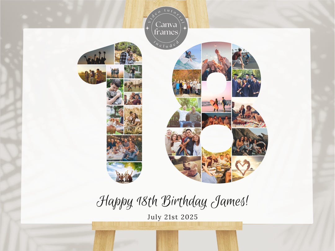 18th Birthday Photo Collage Template • Picture Collage • 18th Birthday ...