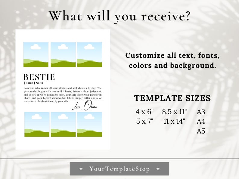 Personalized Bestie Definition Photo Print • Canva Template • Best ...