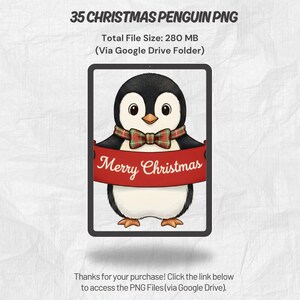 Christmas Penguin Clipart Bundle – 35 PNG Vintage Transparent Holiday ...
