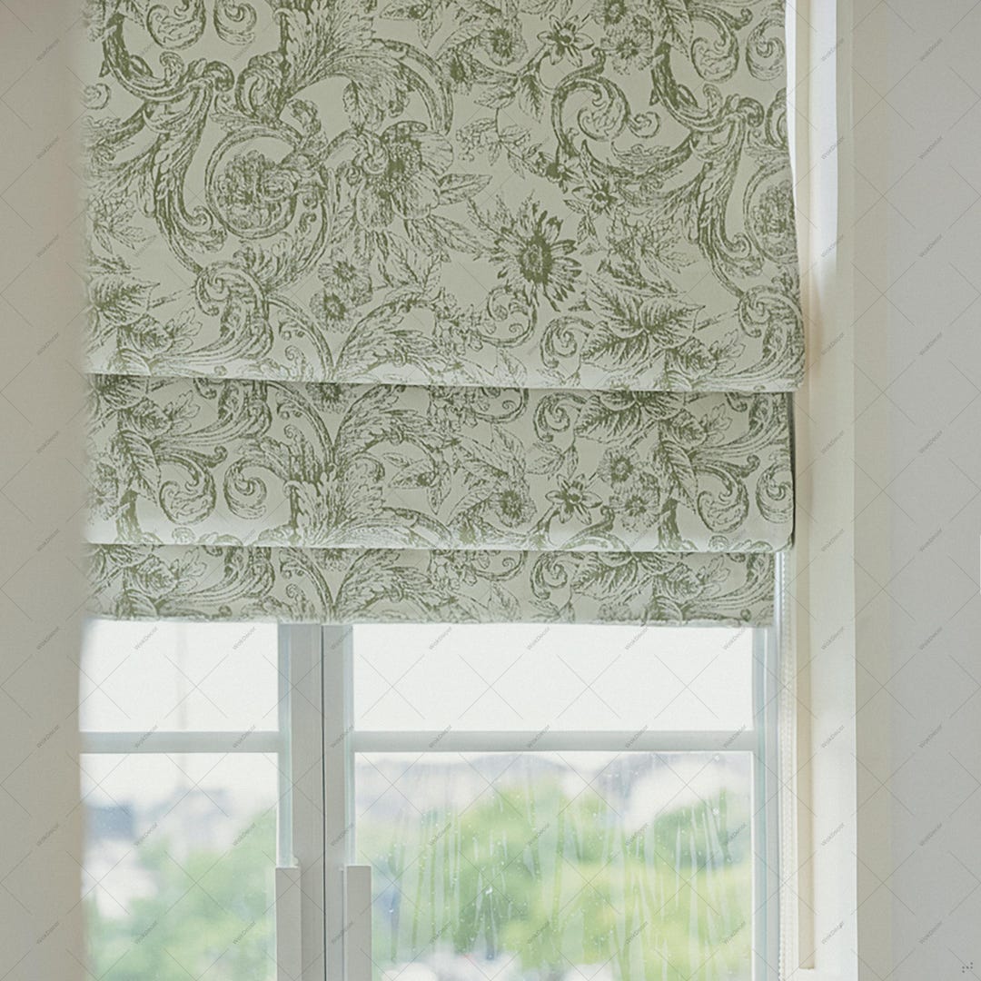 Floral Jacquard Blackout Roman Shade: Thermal Insulated Chenille Window ...
