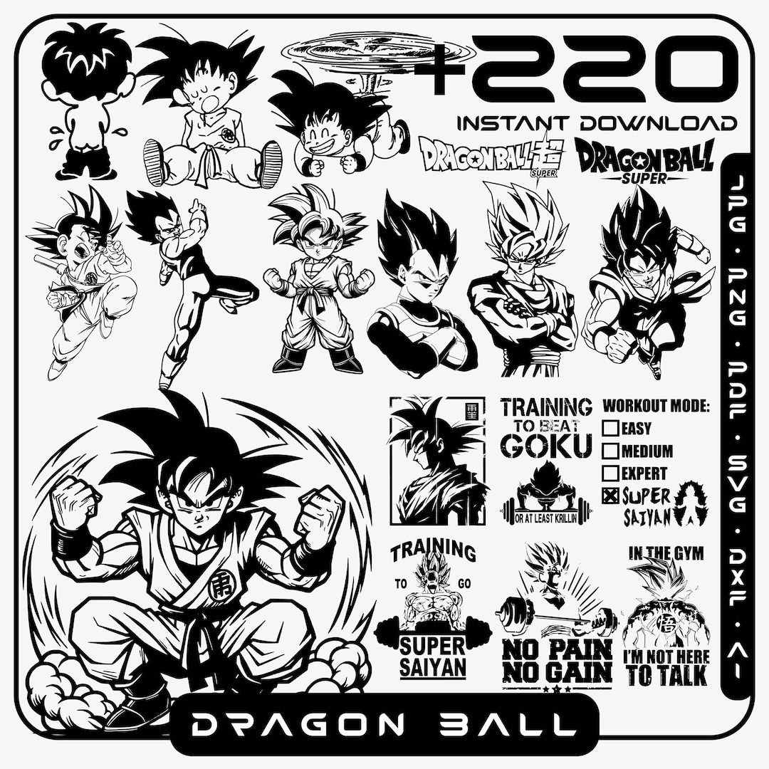 Dragon Ball Z SVG Pack – 190+ Anime Designs for Cricut & Silhouette - Etsy