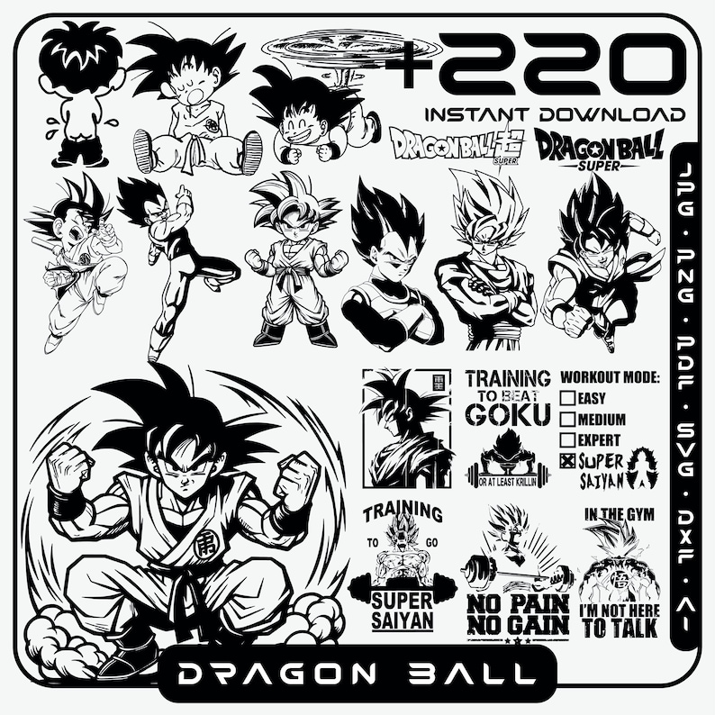 Dragon Ball Z SVG Pack – 190+ Anime Designs for Cricut & Silhouette - Etsy