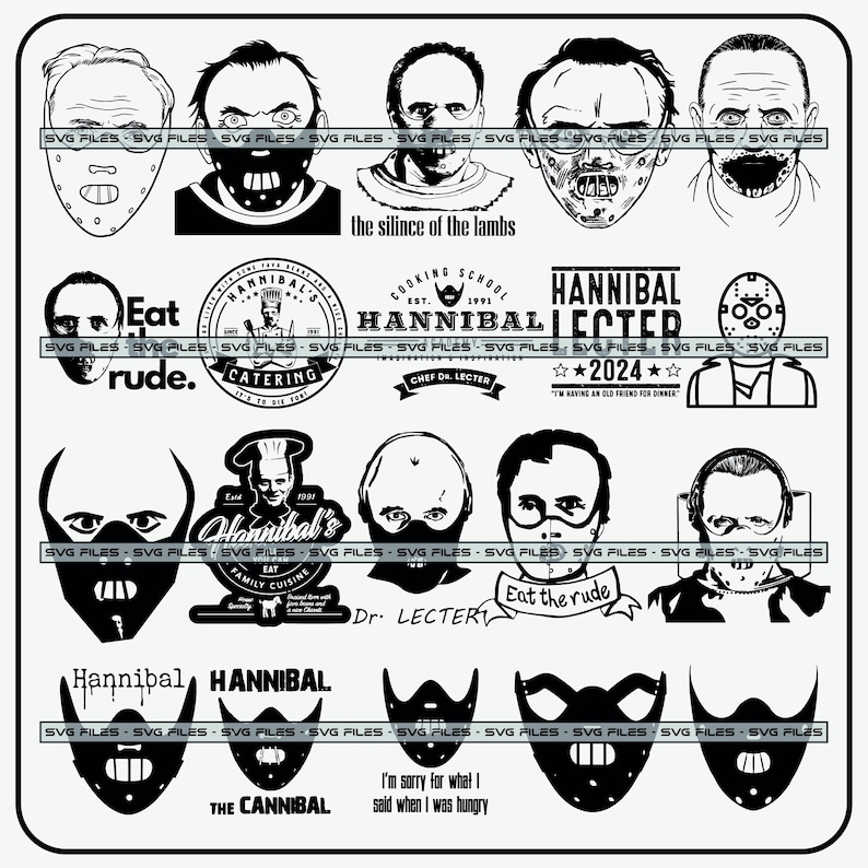 Hannibal Lecter Silhouettes: Horror SVG Bundle for Cricut (90+ Designs ...