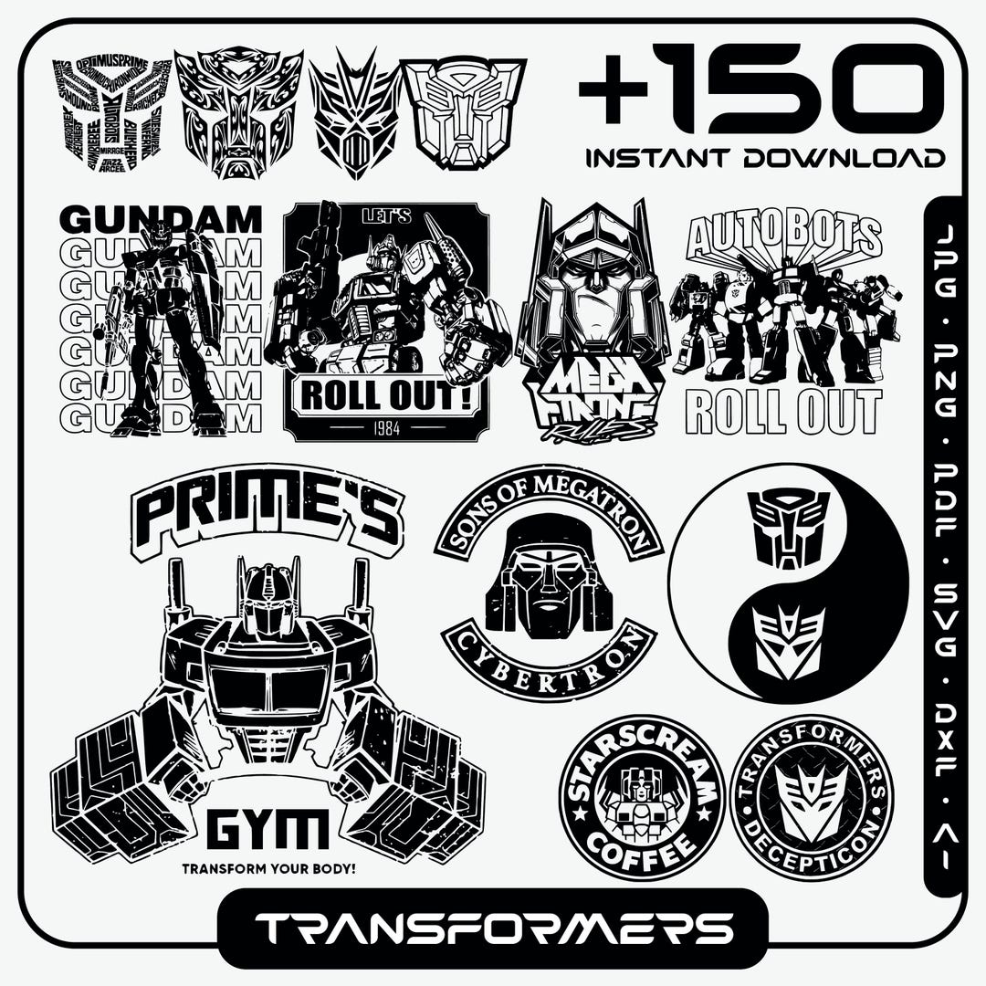 Transformers SVG Pack | 150+ Icons of Optimus Prime, Autobots ...