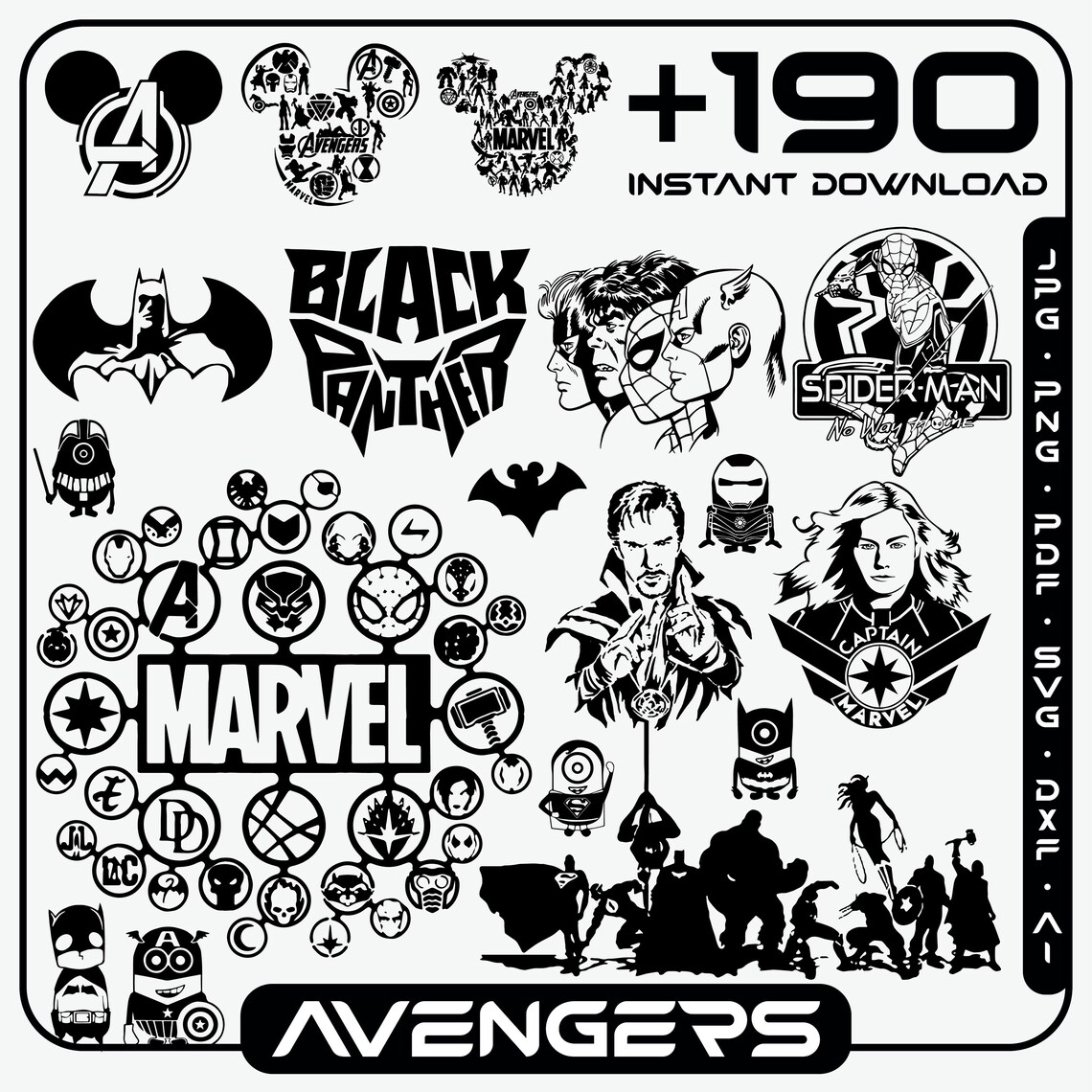 190+ Avengers Superhero SVG Bundle | Marvel Heroes, Comics Logos Cut ...