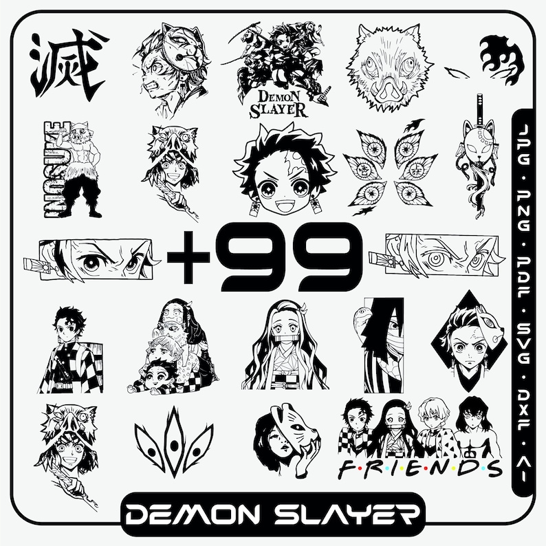 Anime Slayer SVG Bundle | 99 Digital Cut Files for Cricut & Silhouette ...