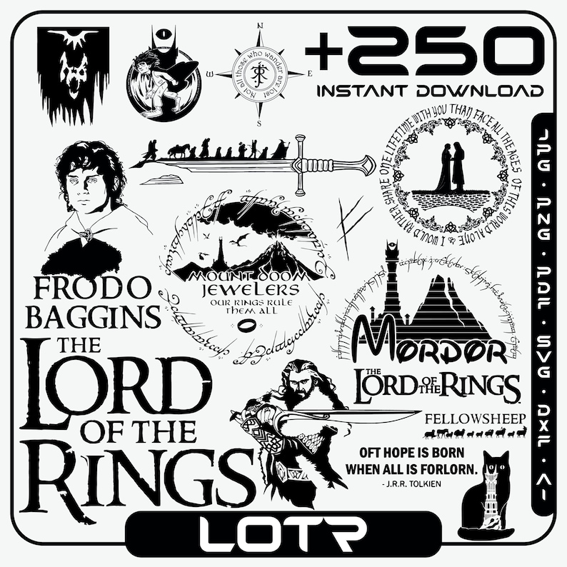 LOTR Svg Bundle | 250+ Middle-earth Icons for Laser Cutting - Etsy