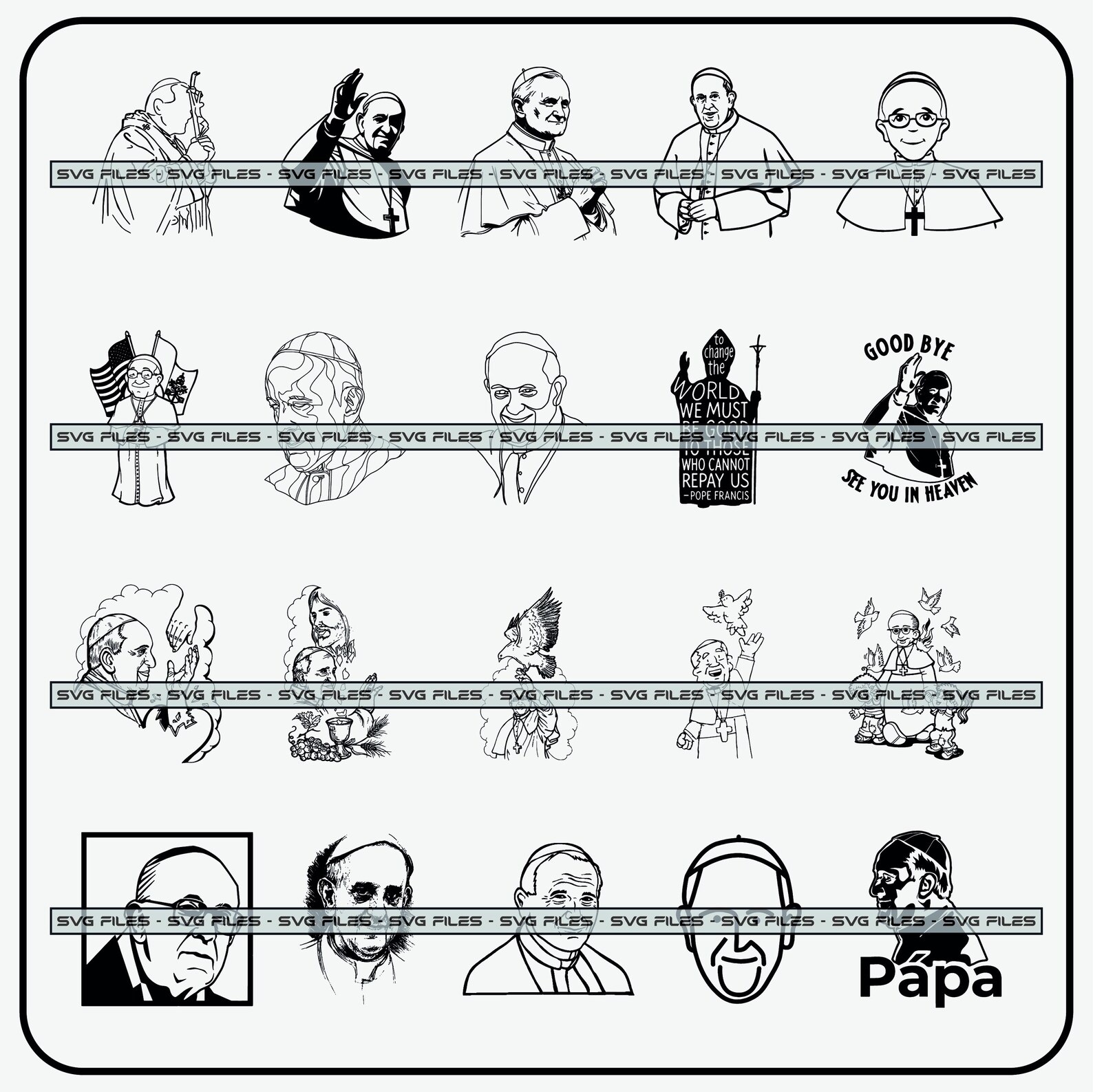 Pope Francis SVG Bundle – Catholic Quotes, Portraits & Christian Art - Etsy