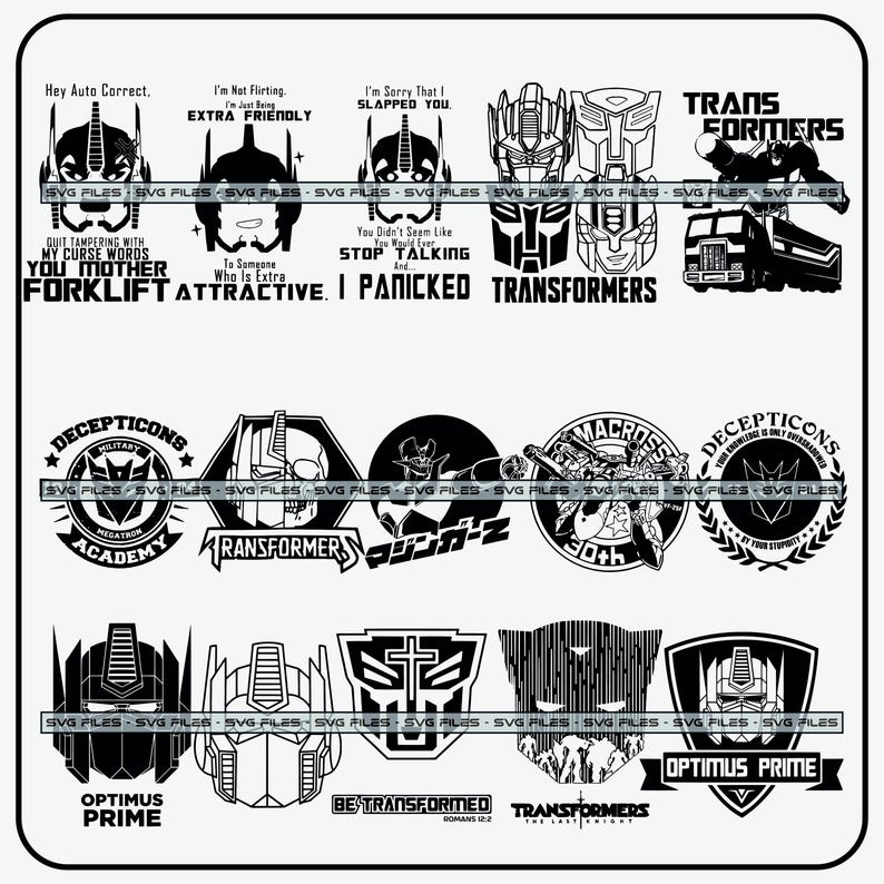 Transformers SVG Pack | 150+ Icons of Optimus Prime, Autobots ...