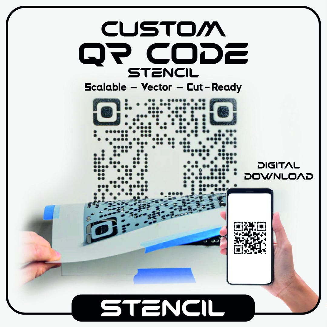 Custom QR Code Stencil | Digital Download | Svg Png Dxf Eps Pdf | Cricut - Silhouette Ready ...