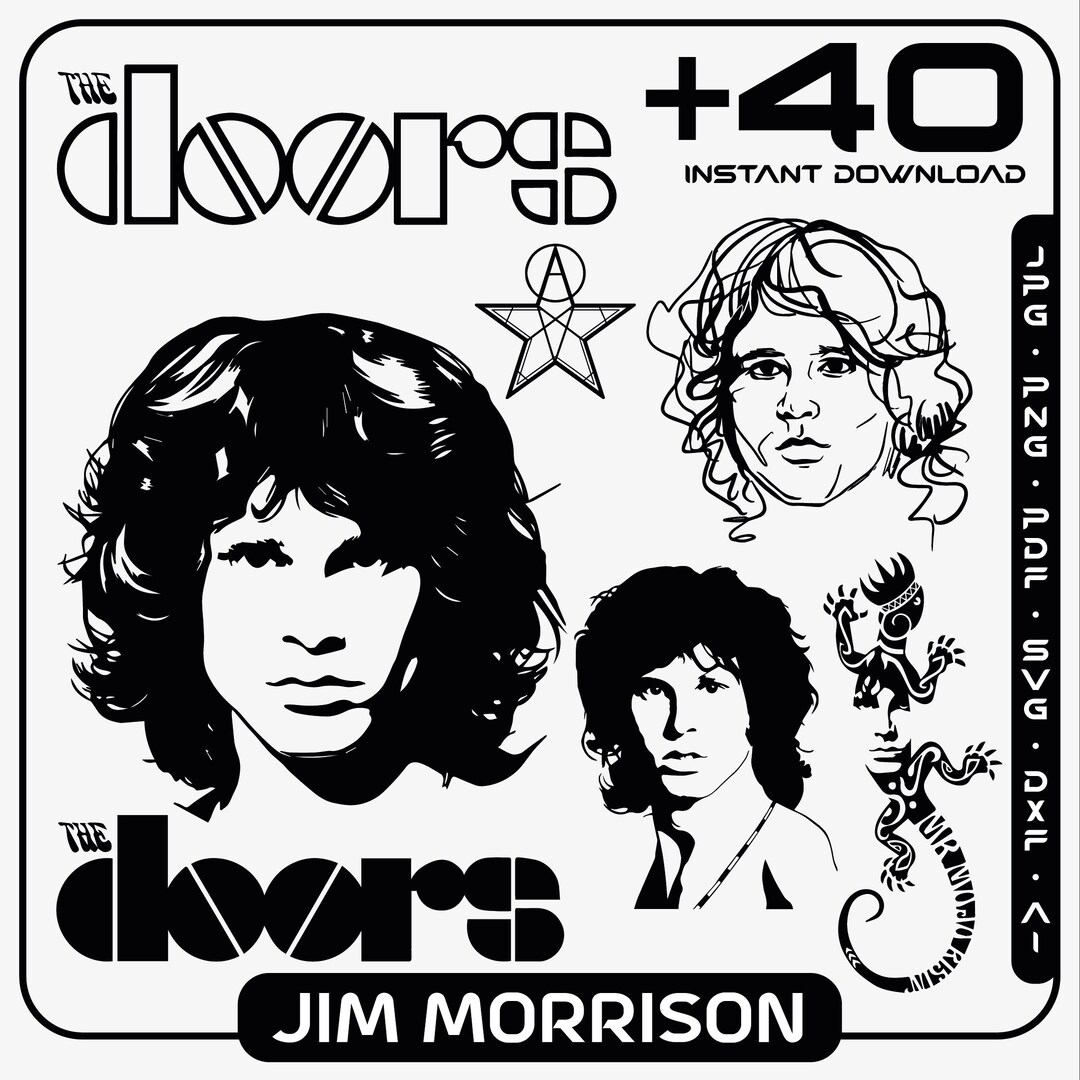 Jim Morrison SVG Bundle – 40 the Doors Inspired Cut Files for Cricut ...