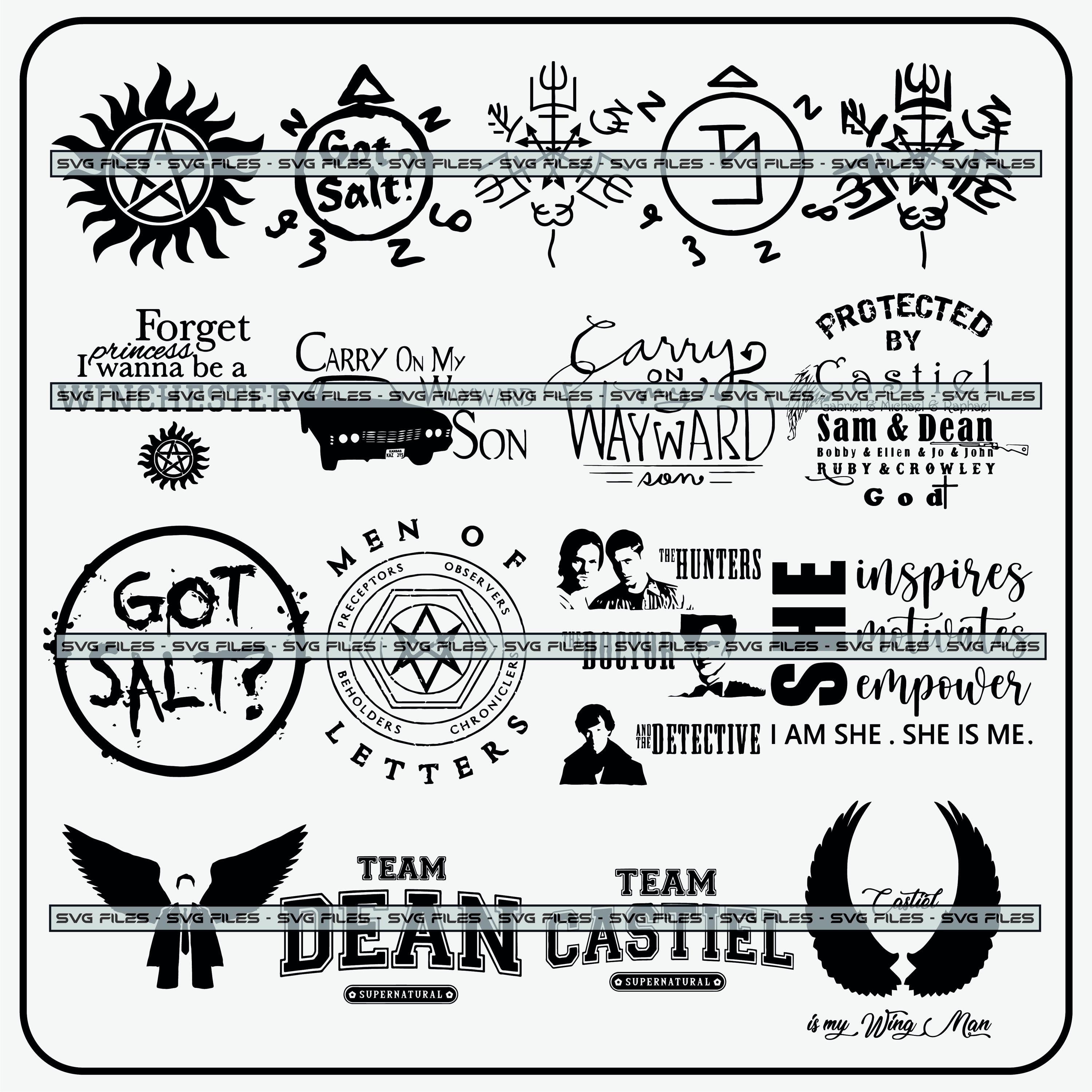 Supernatural Silhouettes | Winchesters, Hunters & Dark Forces SVG ...