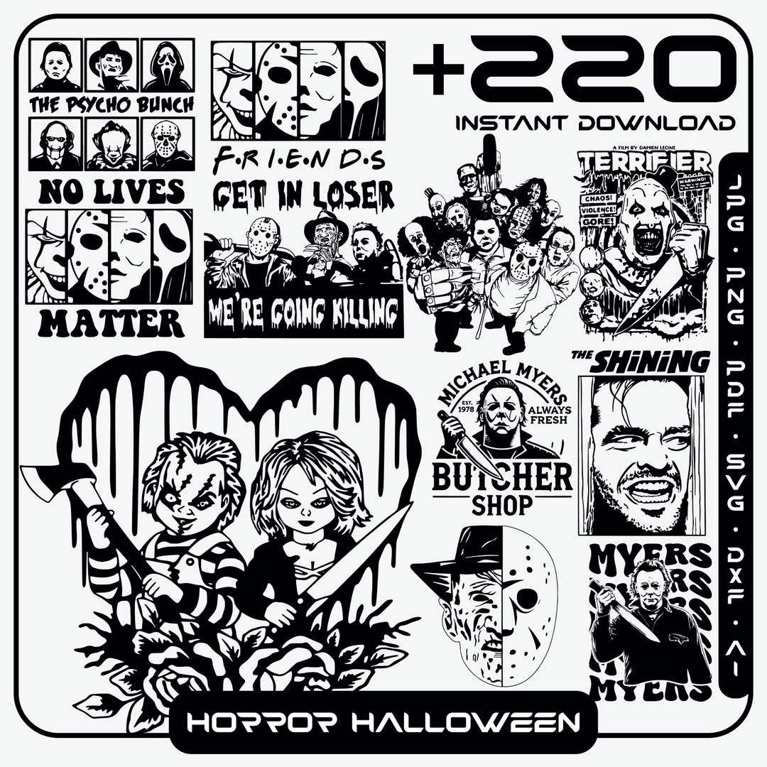 220+ Horror Movie SVG Bundle – Scary Characters, Slasher Icons & Creepy ...