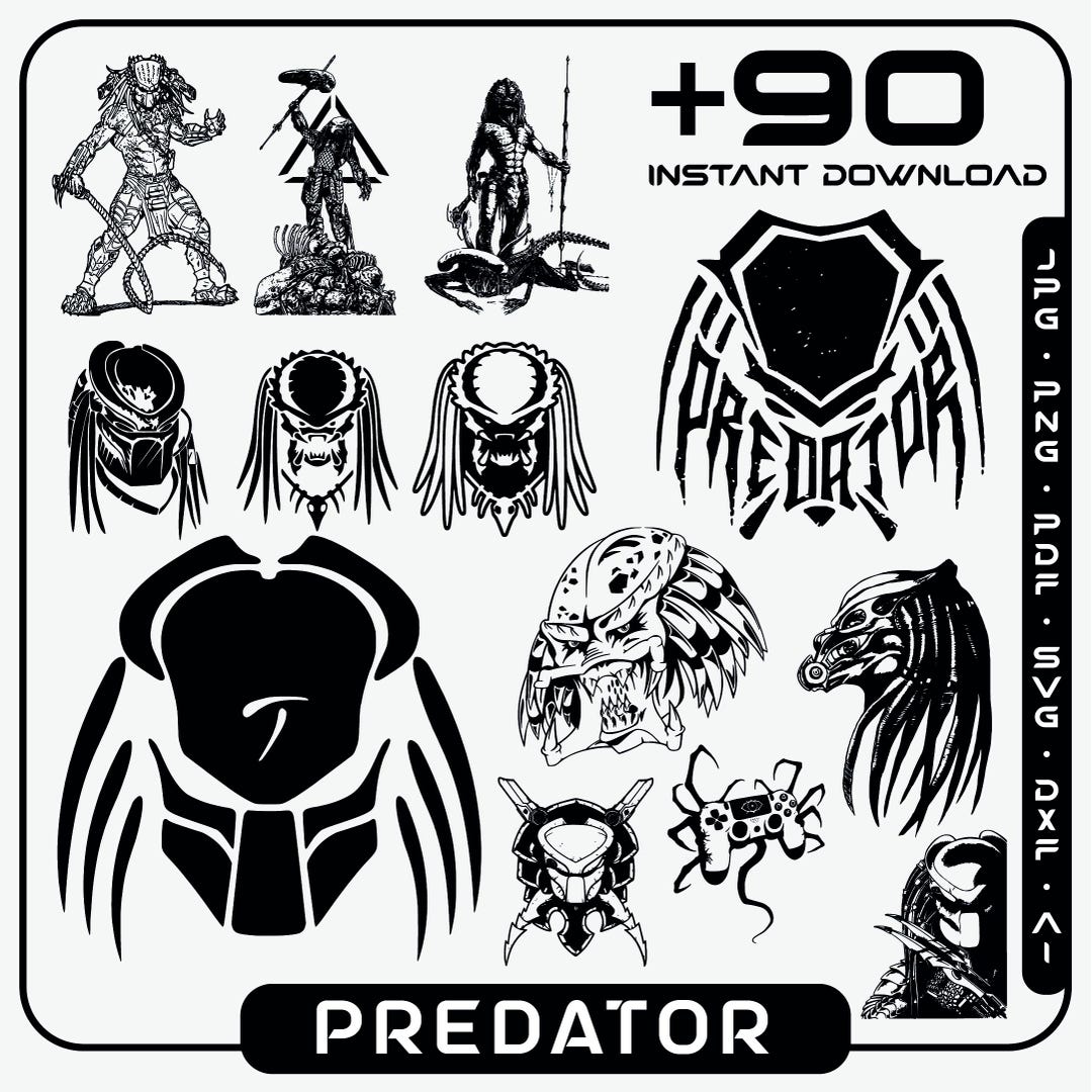 Predator Alien Hunter SVG Bundle | Sci-fi Mask, Hunter Helmet, Tribal ...