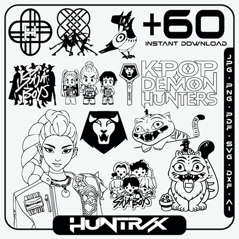 K-pop Demon Hunters Digital Svg Pack, Demon Hunter SVG, Instant ...