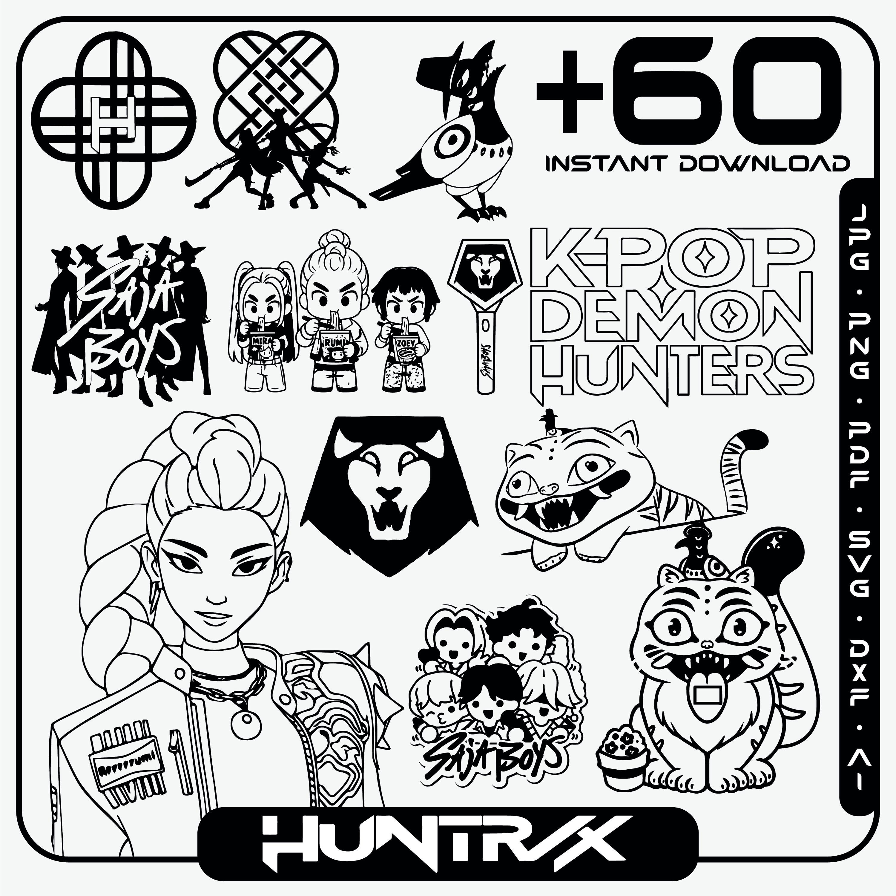 K-pop Demon Hunters SVG Pack, Korean Calligraphy Digital Download - Etsy