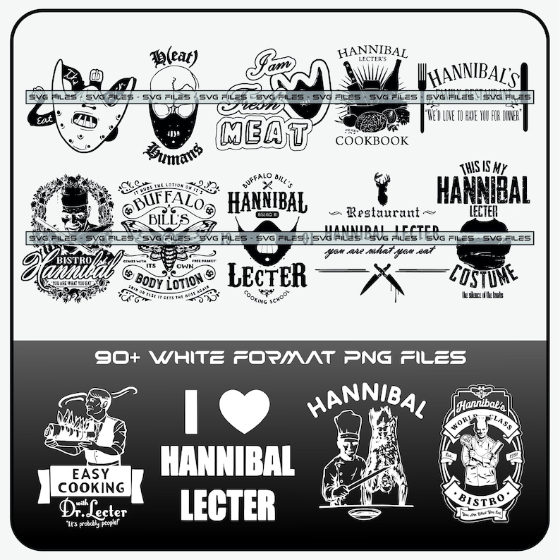 Hannibal Lecter Silhouettes: Horror SVG Bundle for Cricut (90+ Designs ...