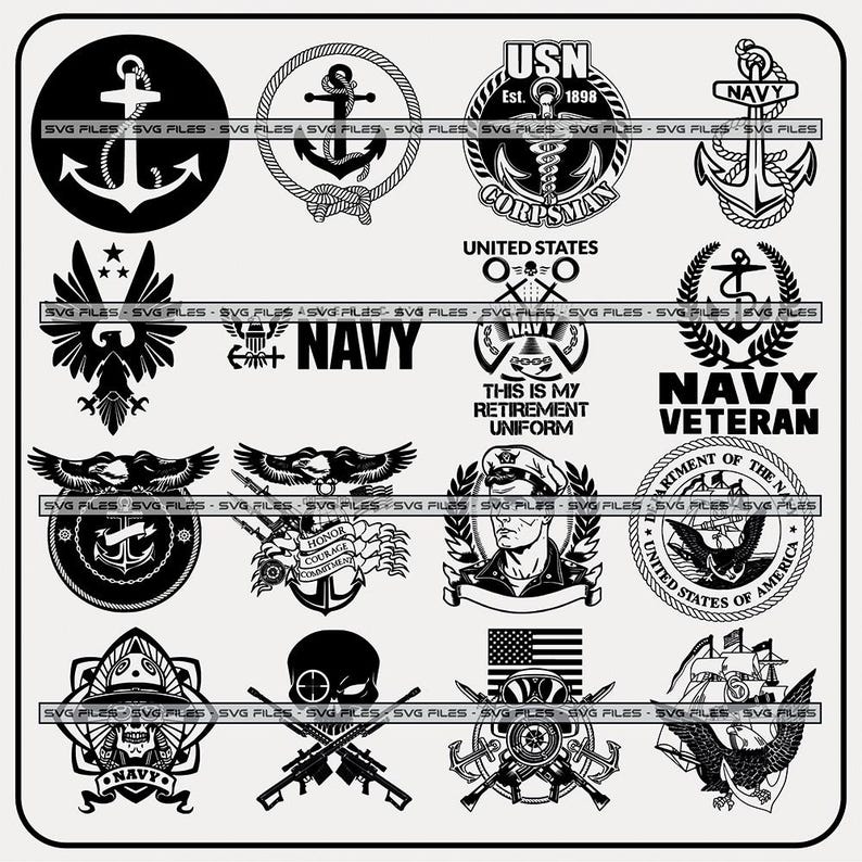 US Navy SVG Bundle – Patriotic Naval Military Clipart Pack (160 Designs ...