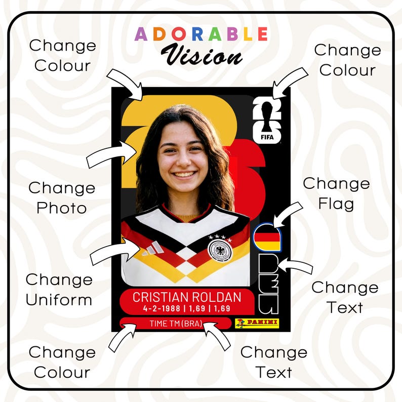 World Cup 2026 Sticker Canva Template | Soccer Album Custom Card ...