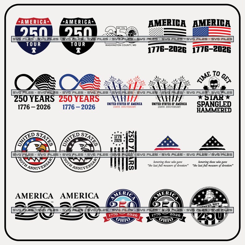America 250 SVG Bundle – Patriotic 4th of July Designs (digital ...