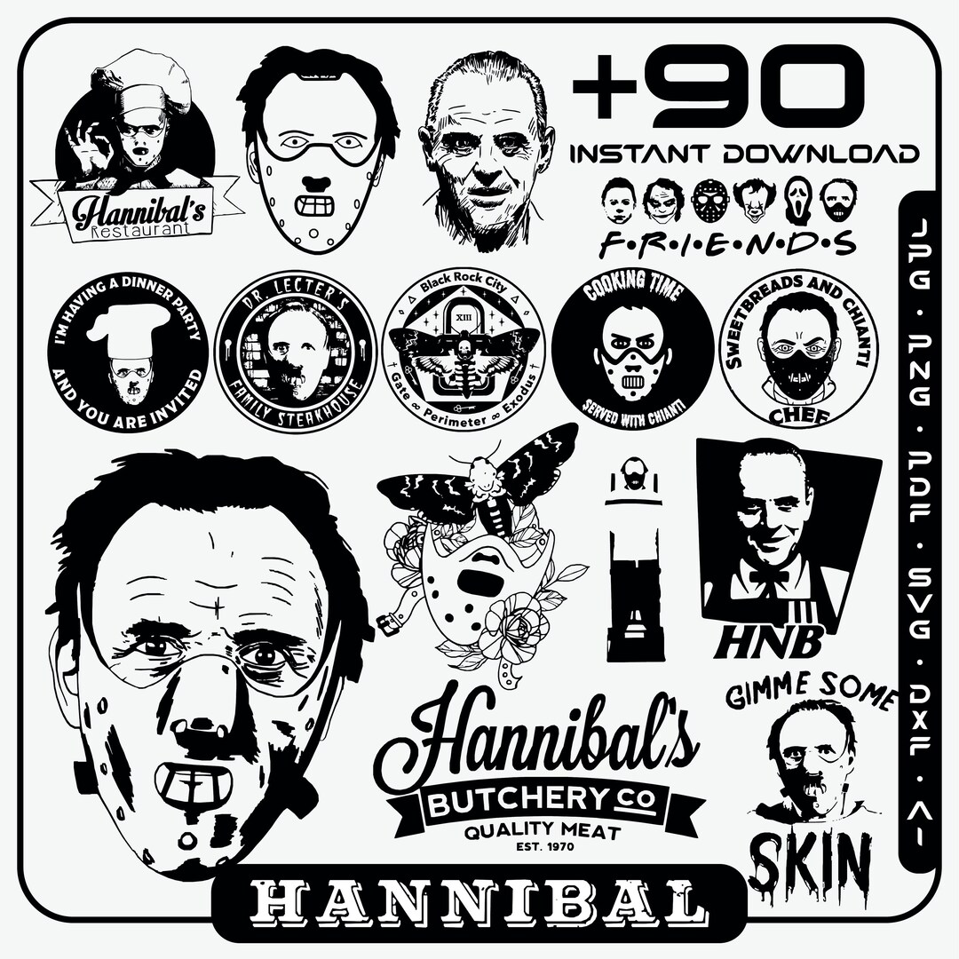 Hannibal Lecter Silhouettes: Horror SVG Bundle for Cricut (90+ Designs ...