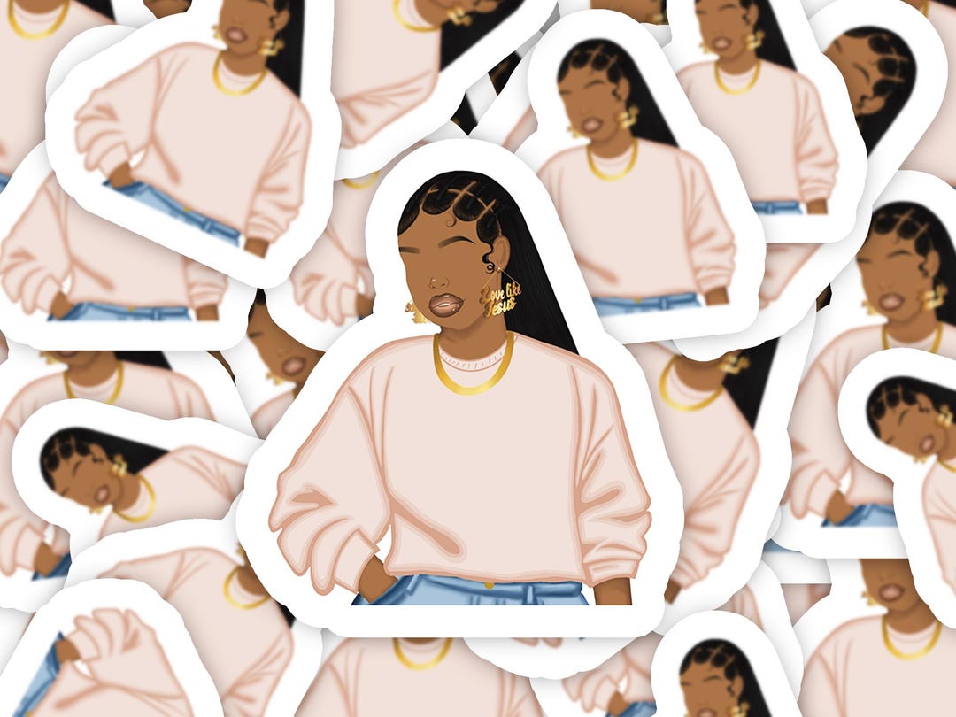 Cozy Girl Rashida Sticker, Planner, Journal, Laptop Stickers, Black ...