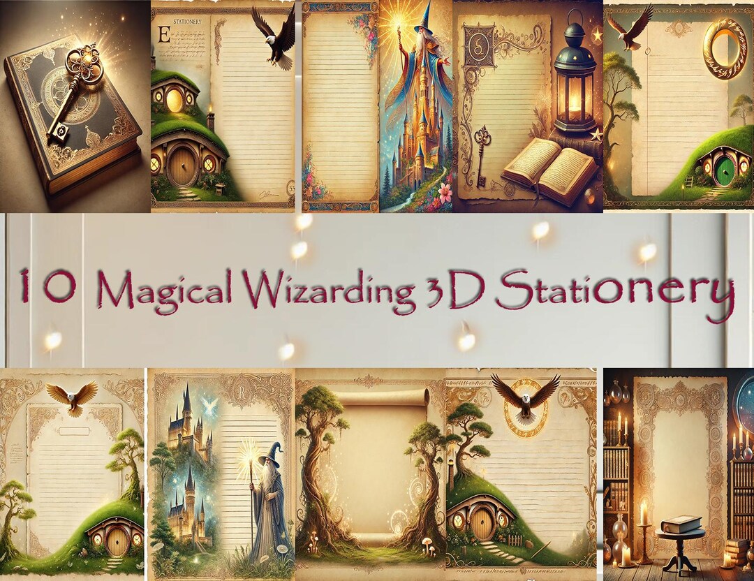 Magical Wizarding Stationery 3D 10 Set Printable Fantasy Stationery ...