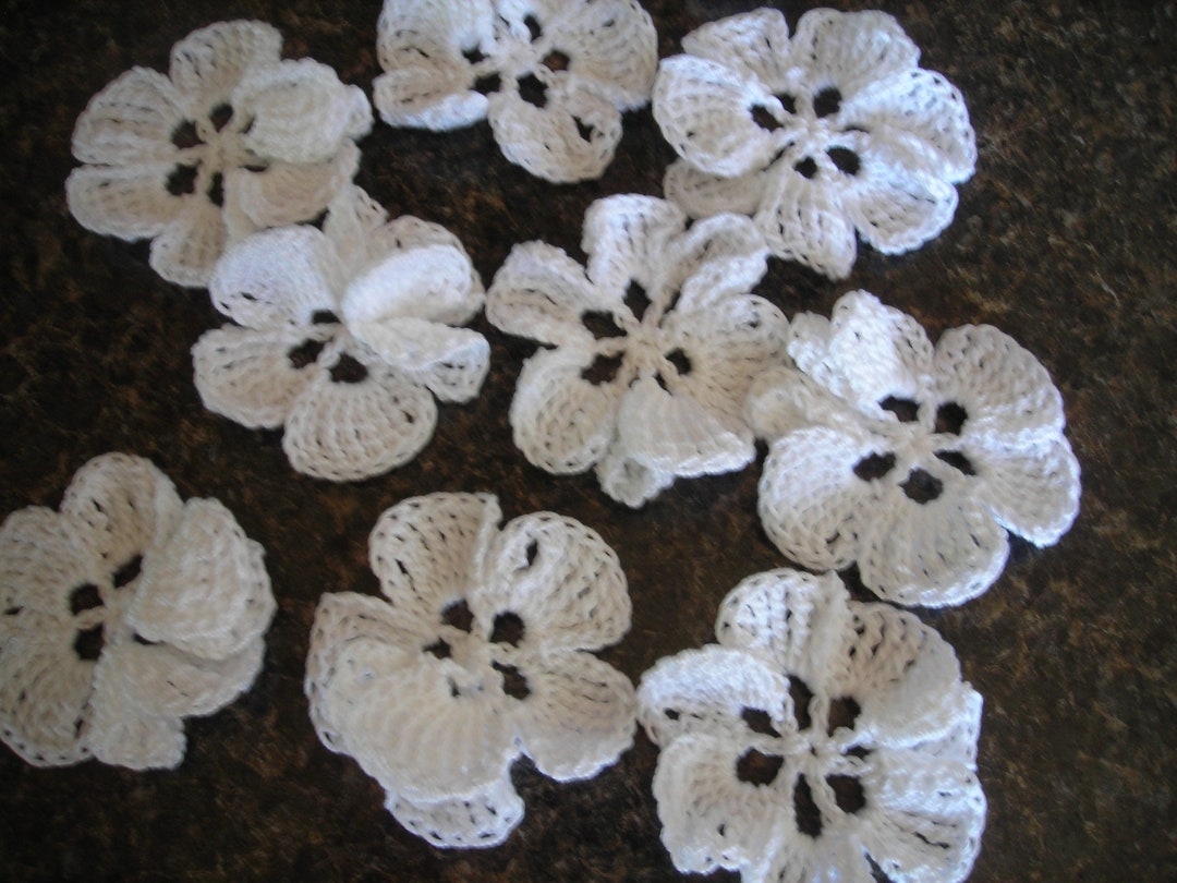 White Crocheted Flower Motifs for Bridal Shower - Etsy
