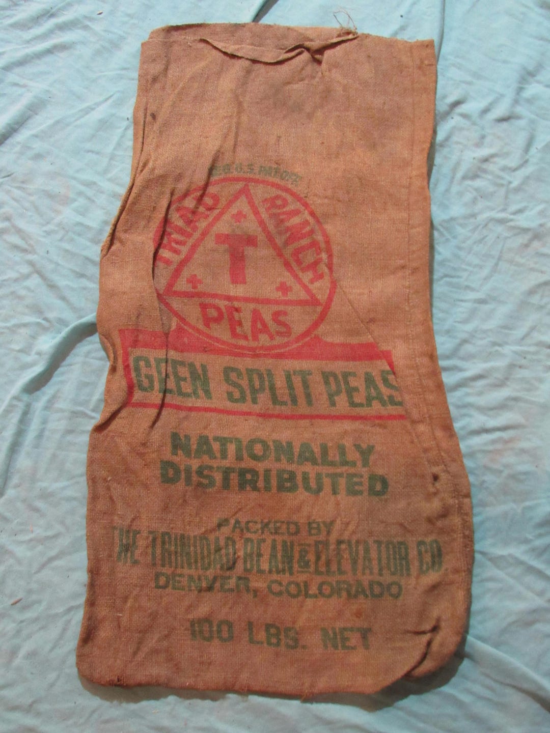 Vintage Triand Ranch Green Split Peas 100lb Burlap Sack Bag 36x18 ...