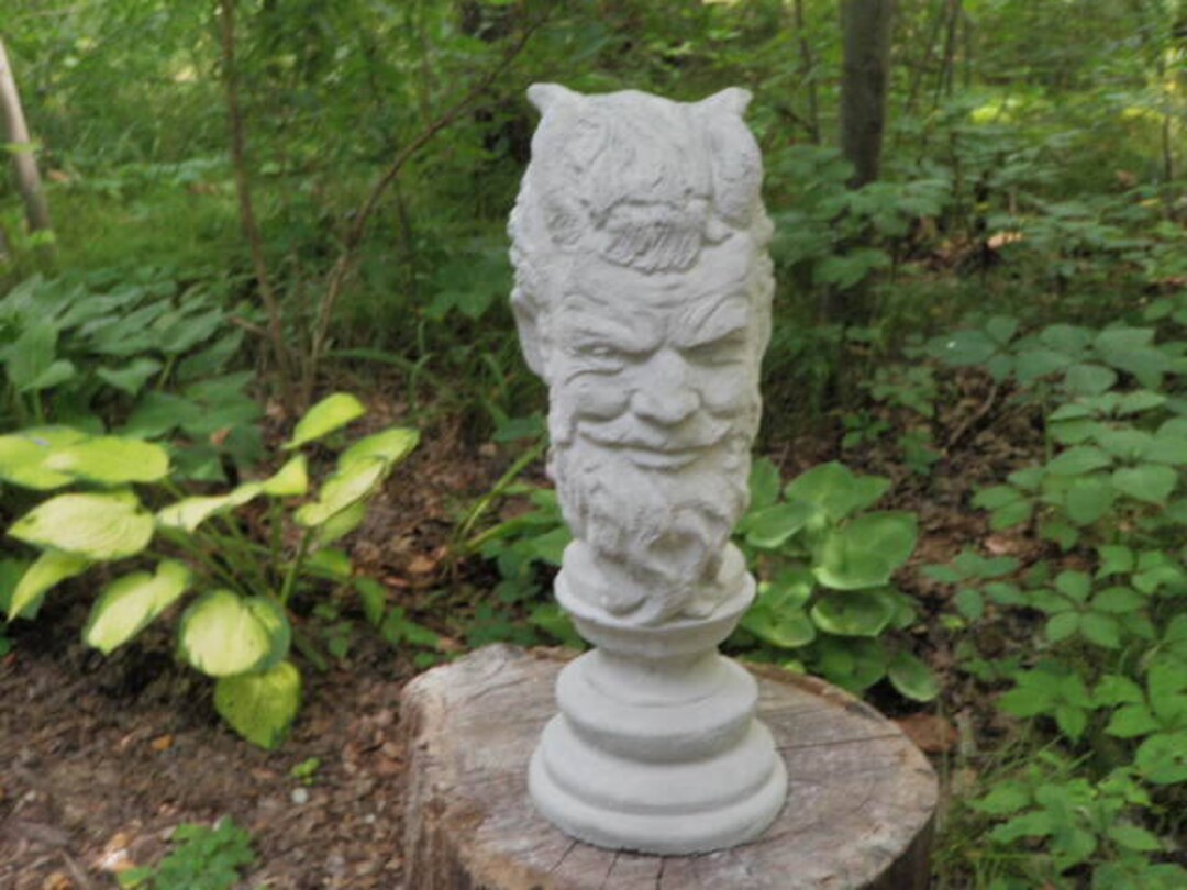 Cement 13" Devil Head Satan Lucifer Satyr Garden Art Statue Concrete ...