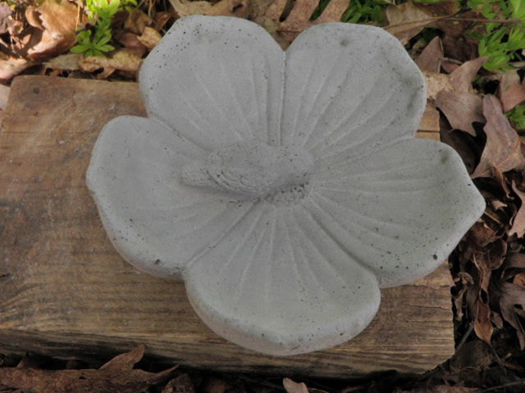 6" Cement Flower W/hummingbird, a Dish Bowl, Bird Bath Topper and ...