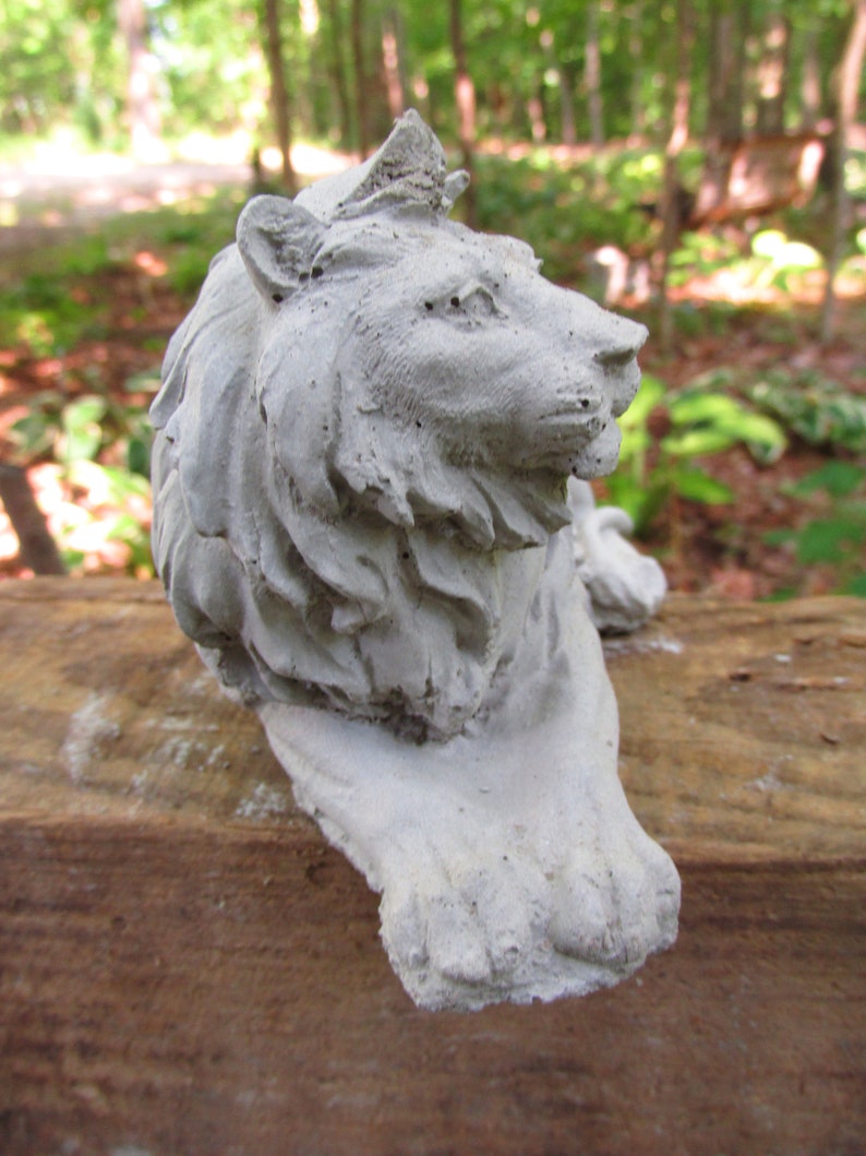 6 Cement Lion Lying Down Garden Art Concrete Statue Leo | Etsy