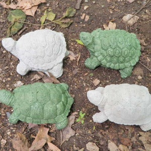 4 1/2" Long Cement Turtle Lot of 4 Garden Art Concrete Statue Lawn ...