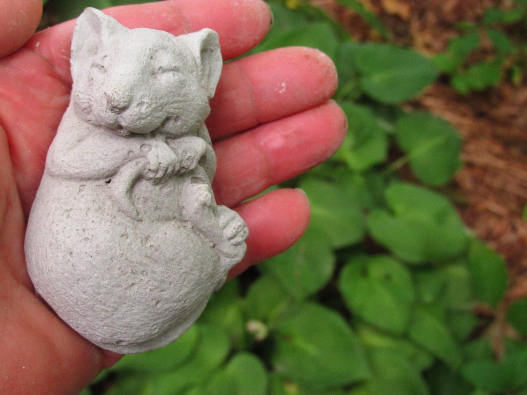 3 1/4" Cement Cute Sleeping Mouse Garden Art Concrete Statue - Etsy