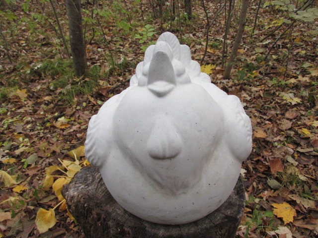 Large 9 1/2 Tall Cement Fat Chicken Garden Art Concrete | Etsy